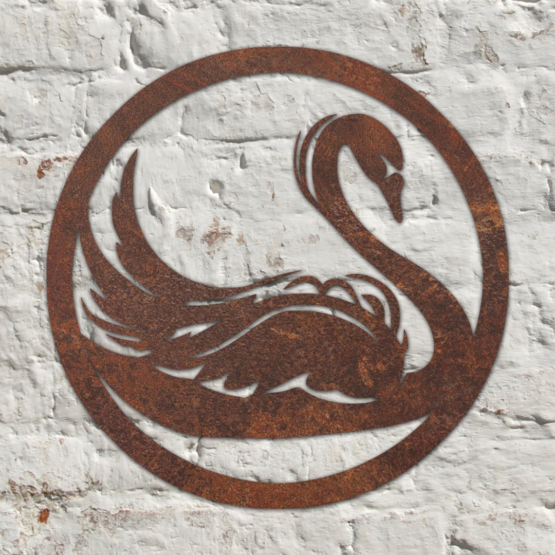 Rustic Metal Swan in Ring Wall Art Sculpture - Bespoke Handmade Gift - Etsy