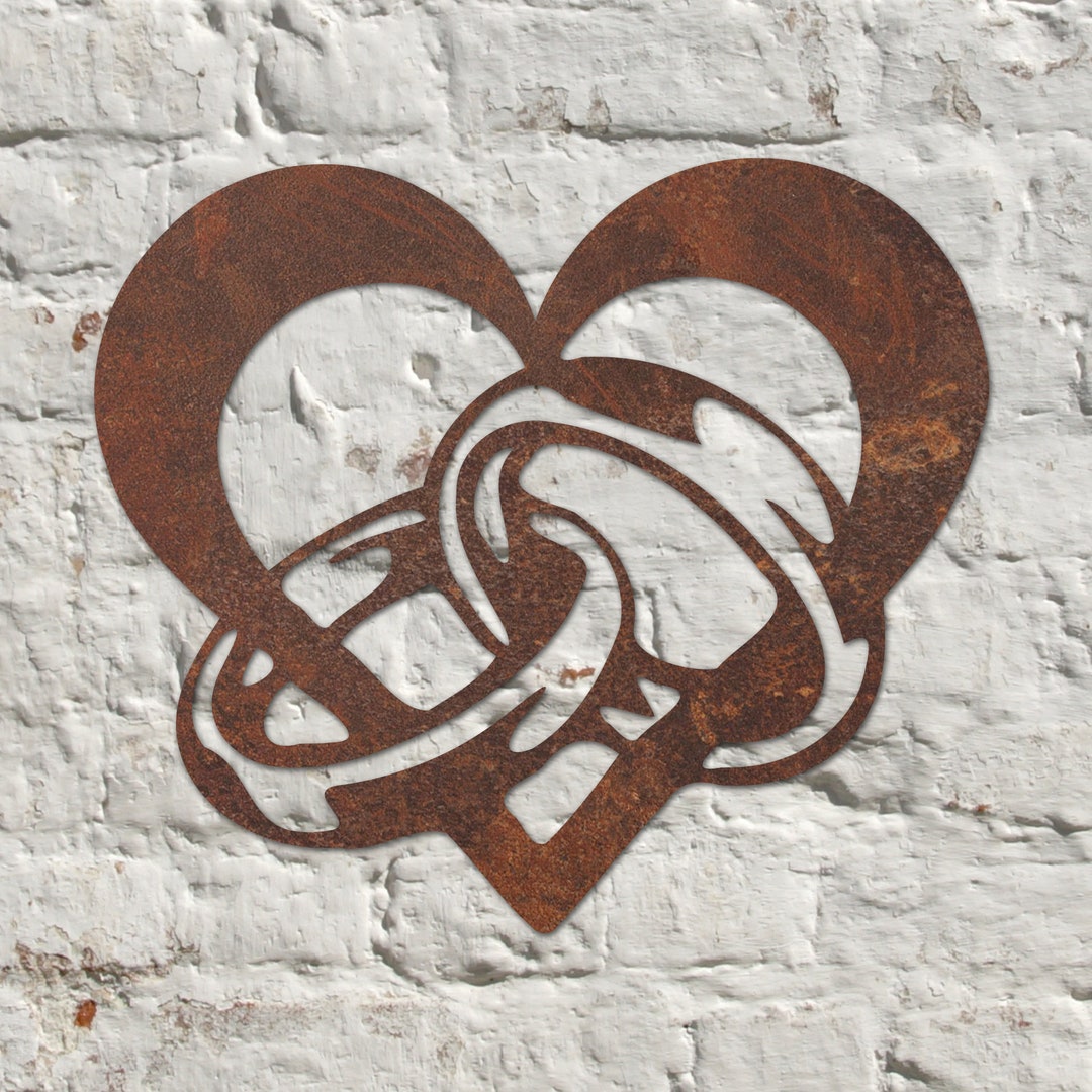 Rustic Metal Heart With Rings Wall Art Sculpture - Etsy
