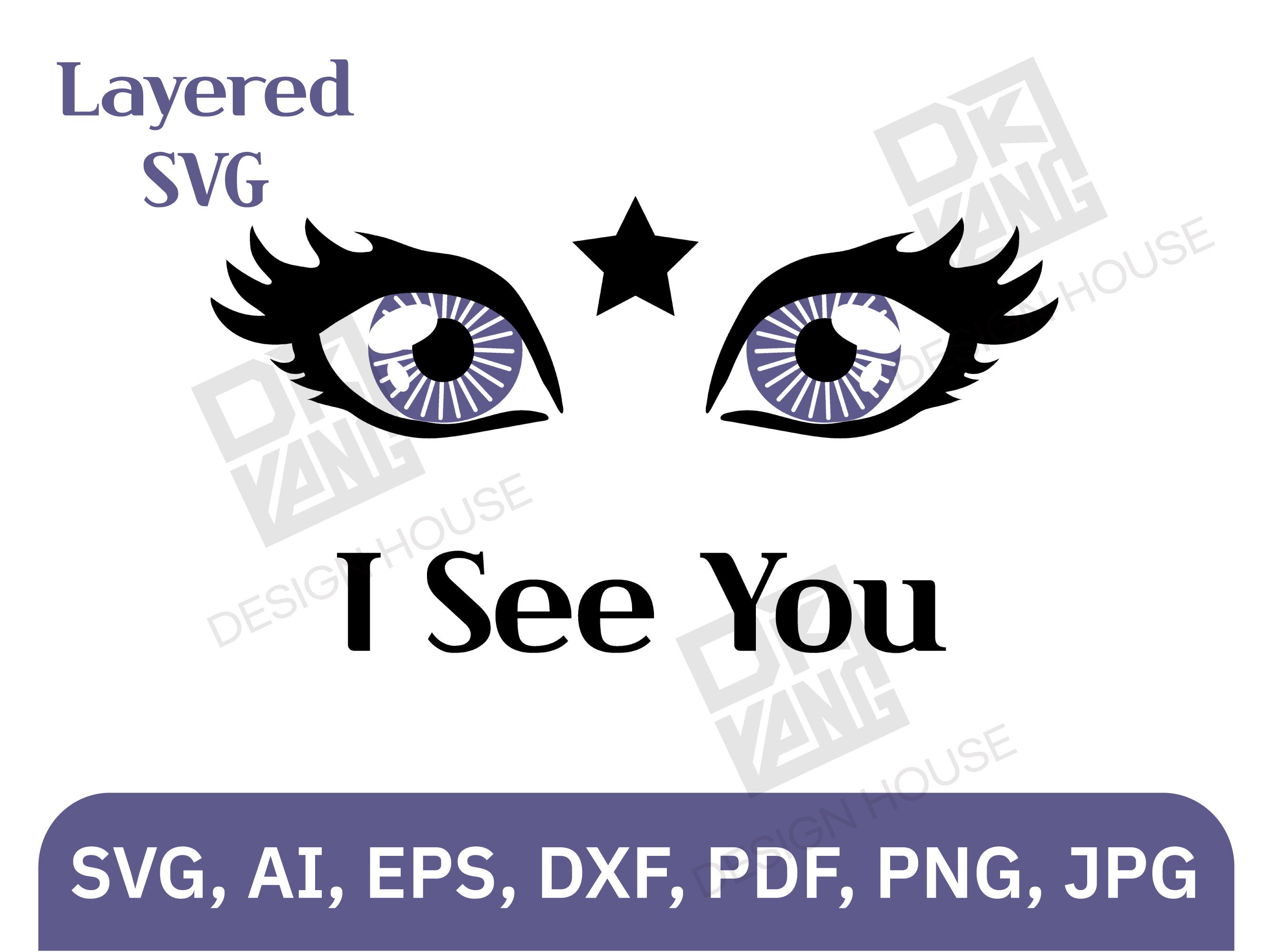 Vector Eyes SVG EPS DXF file ai Layered svg Cricut Eyes | Etsy