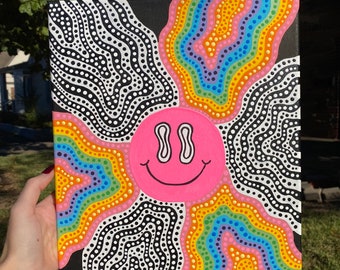 In the Middle Painting Polka Dot Mini Art Psychedelic Trippy Rainbow ...