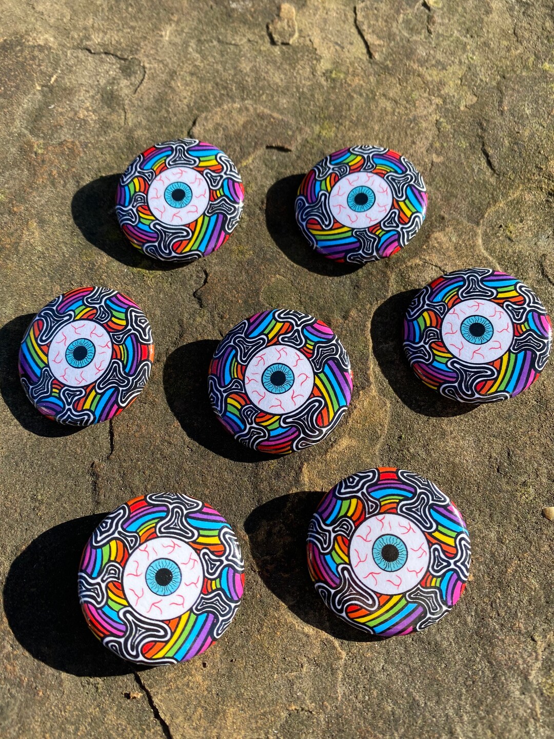 Eye Love U Pins | Buttons Pin for Hat Backback Shirt Trippy Rainbow ...