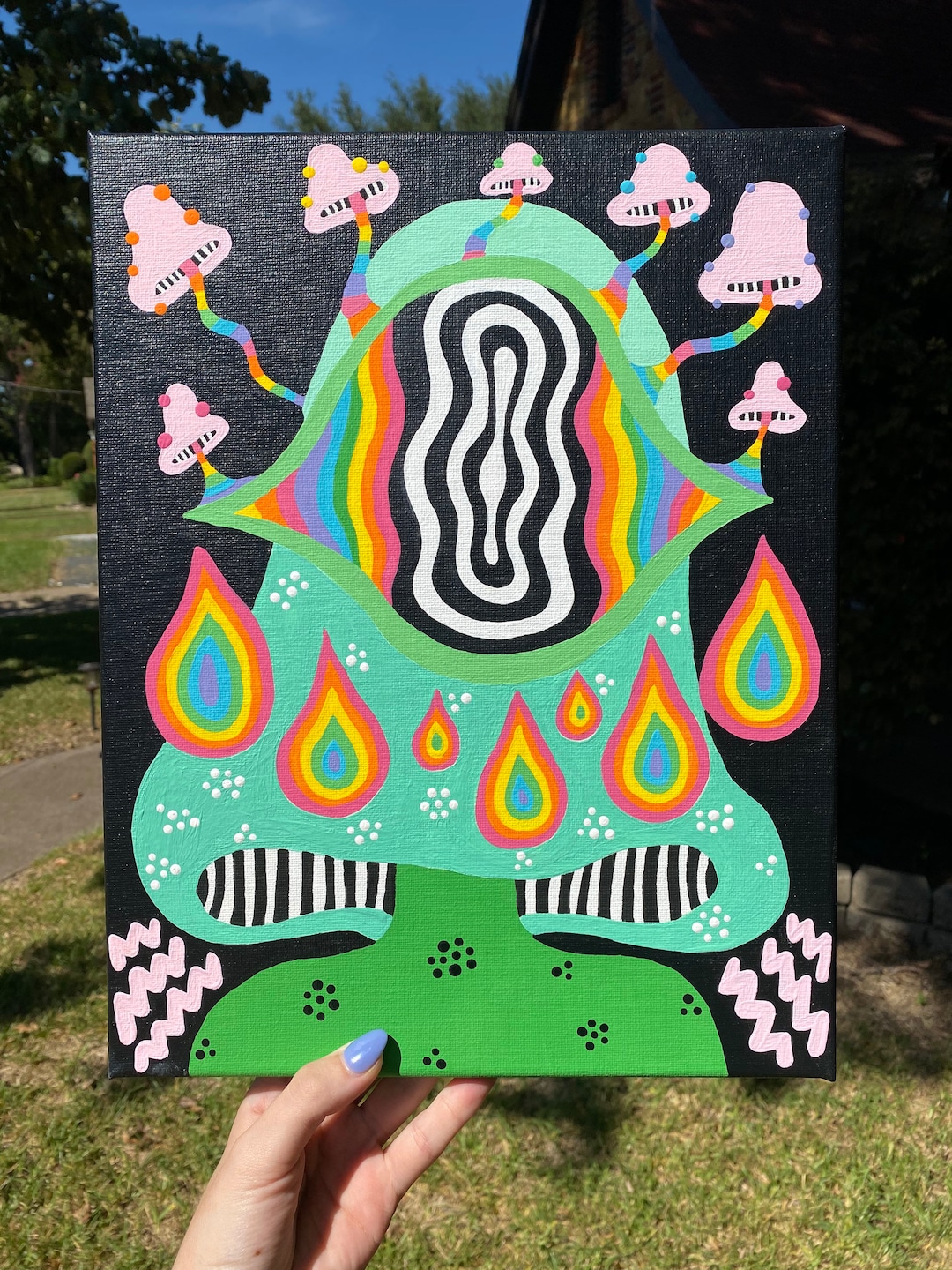 Transform Painting | Mushroom Art Psychedelic Trippy Rainbow Wall Art ...