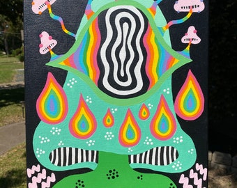 In the Middle Painting Polka Dot Mini Art Psychedelic Trippy Rainbow ...