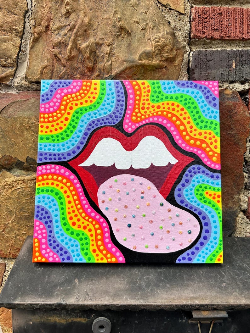 Skittles Painting | Polka Dots Canvas Acrylic Art Psychedelic Trippy ...