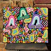 Funky Graveyard Painting | Mushroom Checkered Polka Dots Canvas Acrylic ...