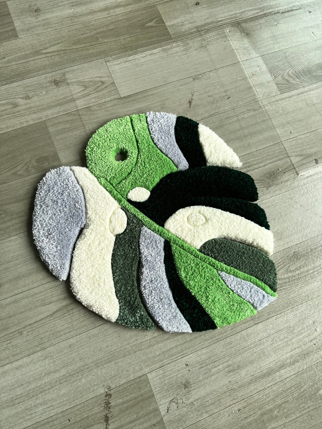Variegated Monstera Leaf Rug Tropical Leaf Mat Plant Rug - Etsy