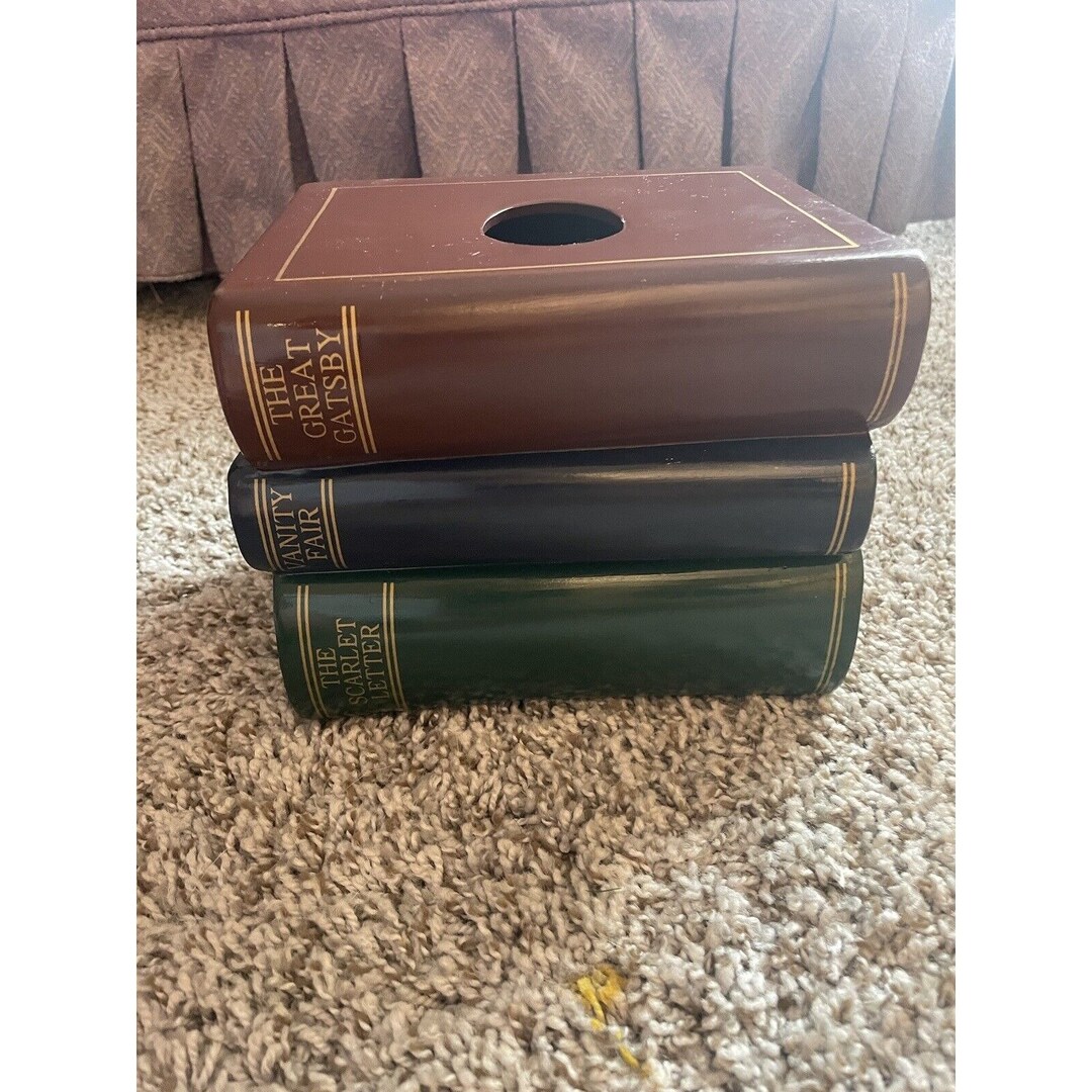 Vtg Tissue Box Cover STACK OF BOOKS the Great Gatsby Vanity - Etsy
