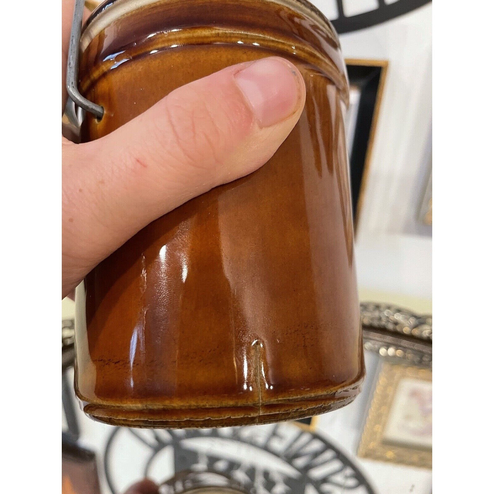 VINTAGE CHEESE CROCK With Locking Wire Bail Lid Brown Glaze - Etsy
