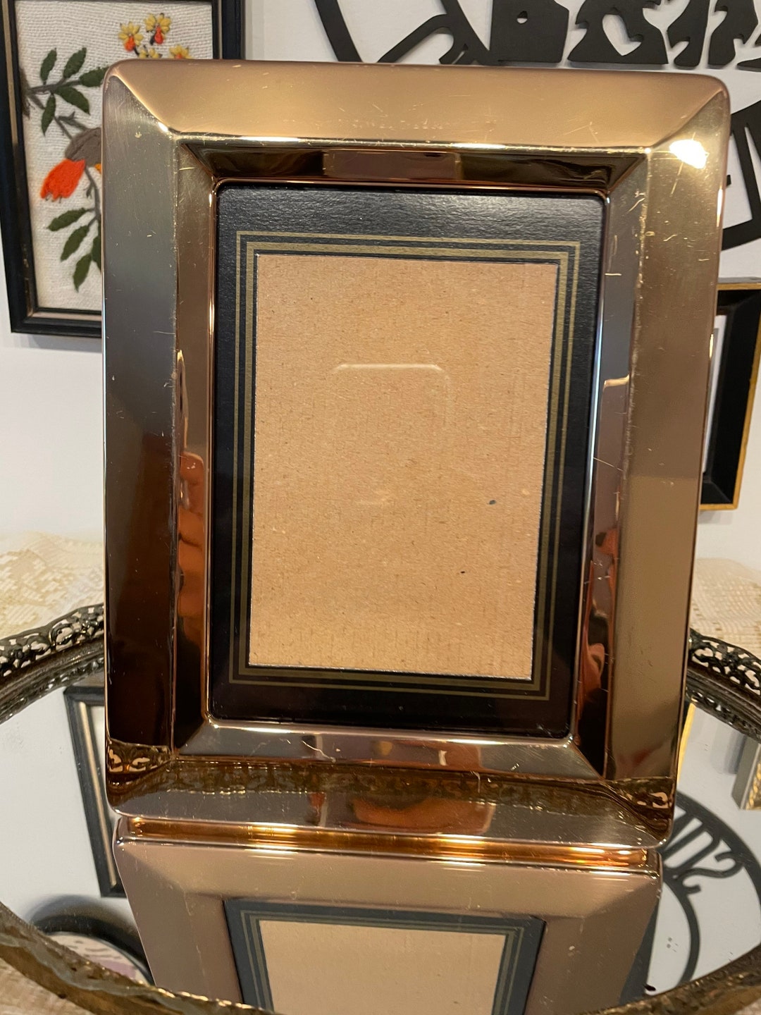 Vintage Brass Geometric Picture Frame Small Square Modern Style Wall ...