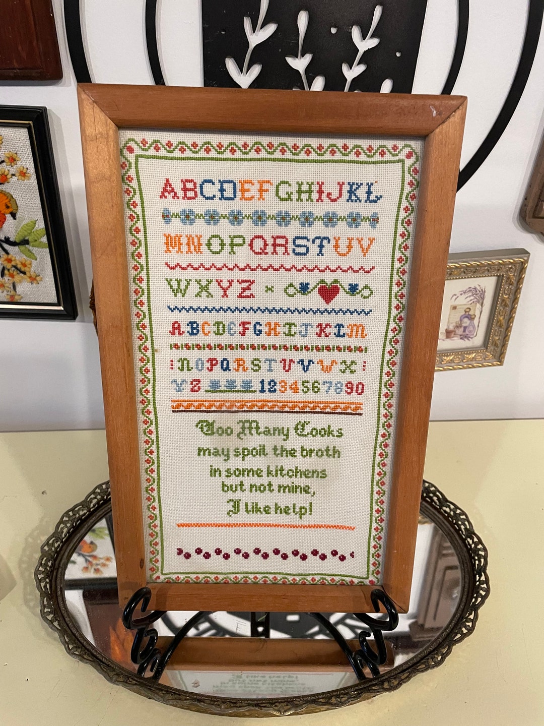 Vintage Cross Stitch Needlepoint Sampler Cute Sign Kitchen - Etsy