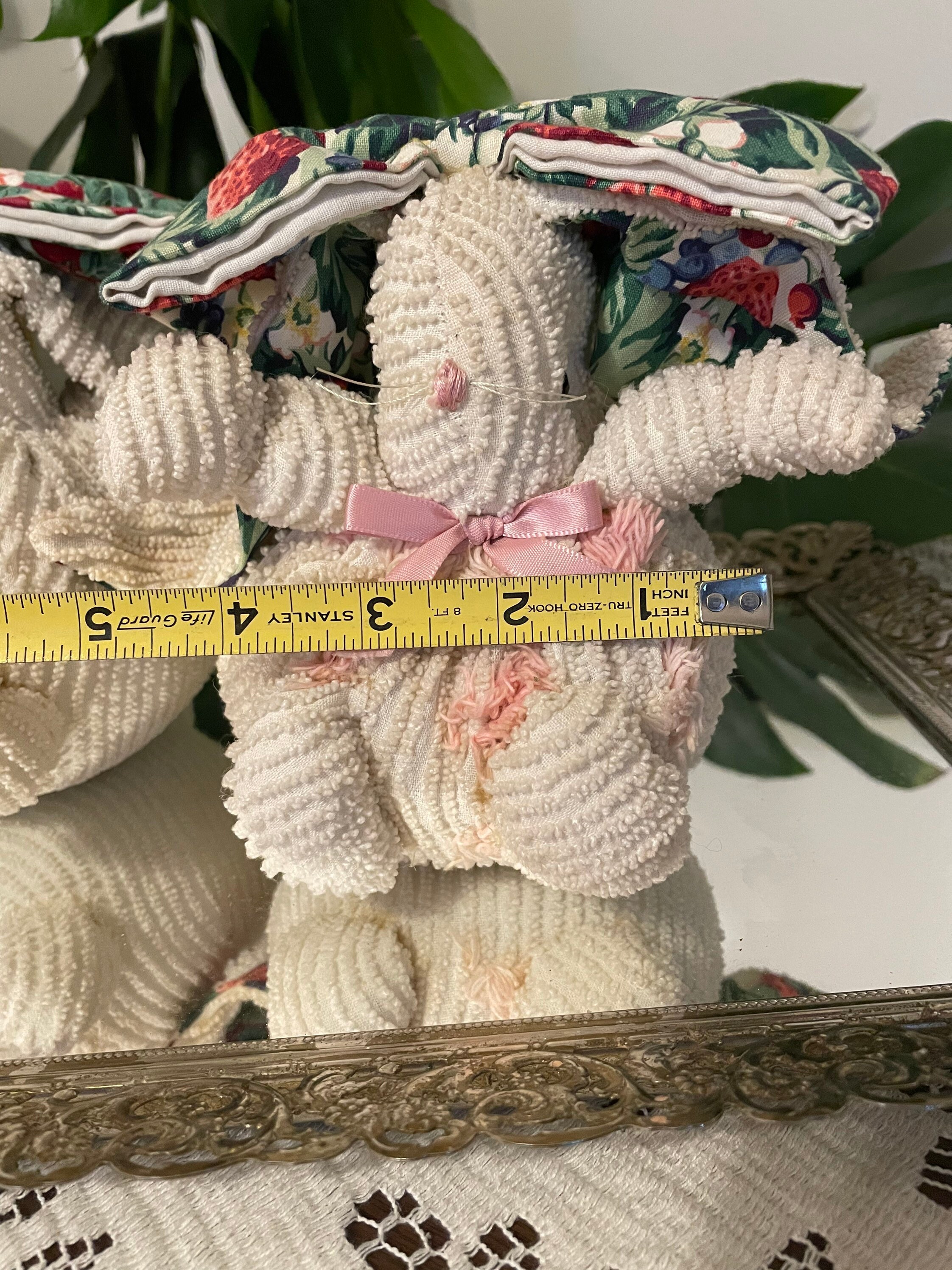 Vintage Set of 2 Handmade Upcycled Chenille Bedspread Bunny Rabbit ...