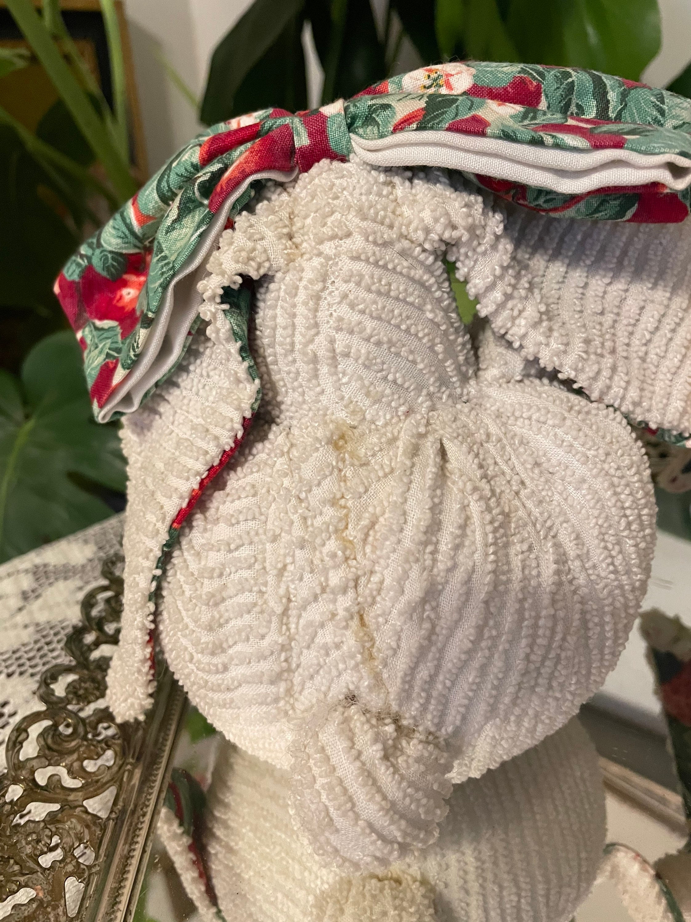 Vintage Set of 2 Handmade Upcycled Chenille Bedspread Bunny Rabbit ...