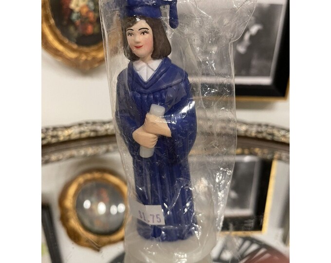 Vtg 1960s Graduation Cake Topper Holding Diploma Blue Woman Brunette ...