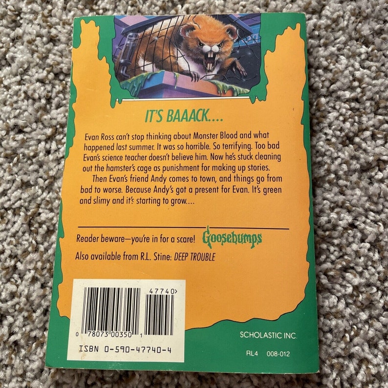 Goosebumps 18 Monster Blood 2 R. L. Stine 1st Scholastic Printing 1994 ...