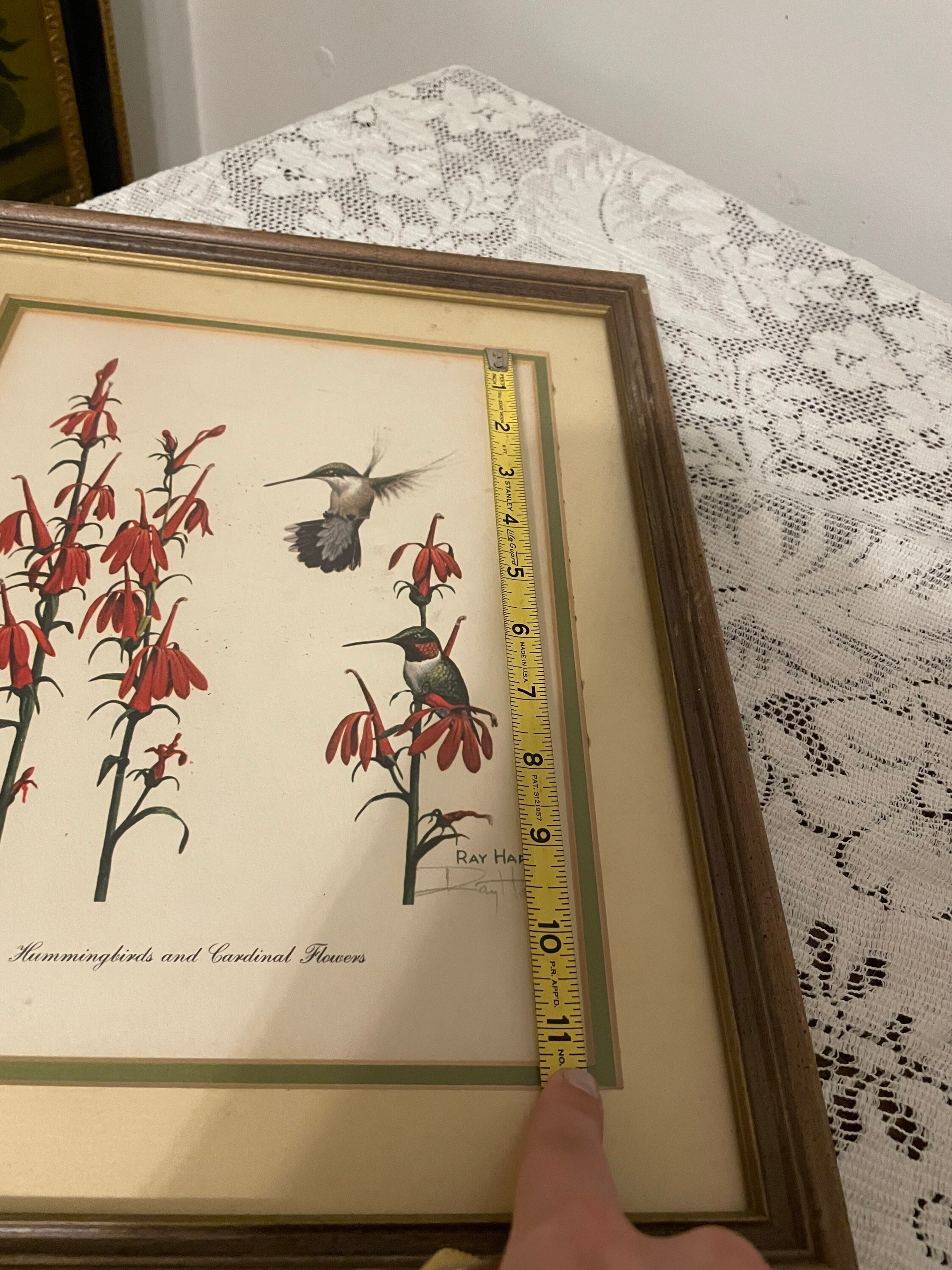 Boho Art Frame Not Included Vintage Ray Harm Hummingbird and Cardinal ...
