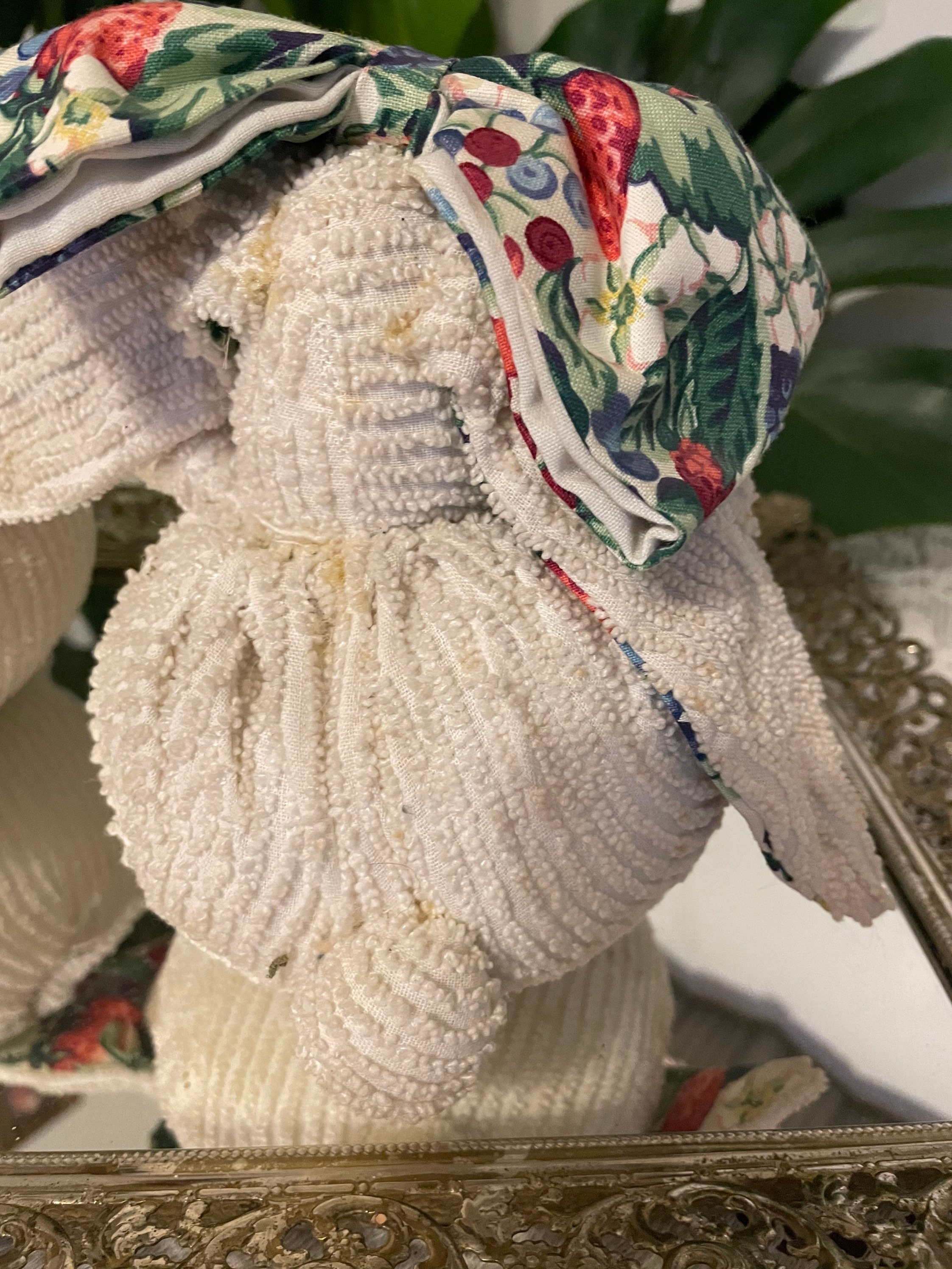 Vintage Set of 2 Handmade Upcycled Chenille Bedspread Bunny Rabbit ...
