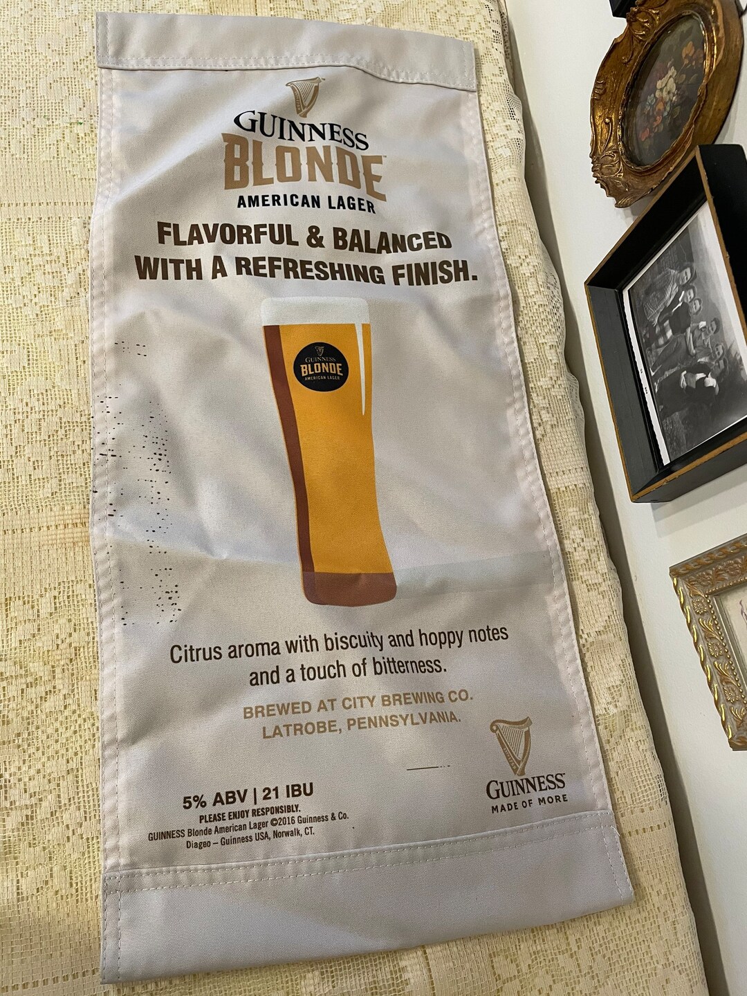 Guinness Draught Beer Flag Banner Pub Bar Advertising Guiness Blonde ...