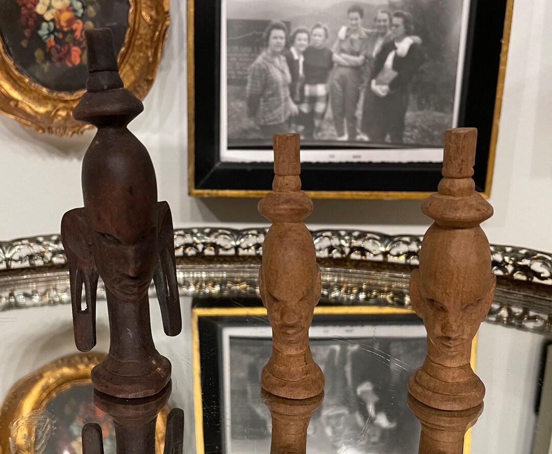 Vintage Wooden Hand Carved African Tribal Ceremonial Totem Long Ear ...