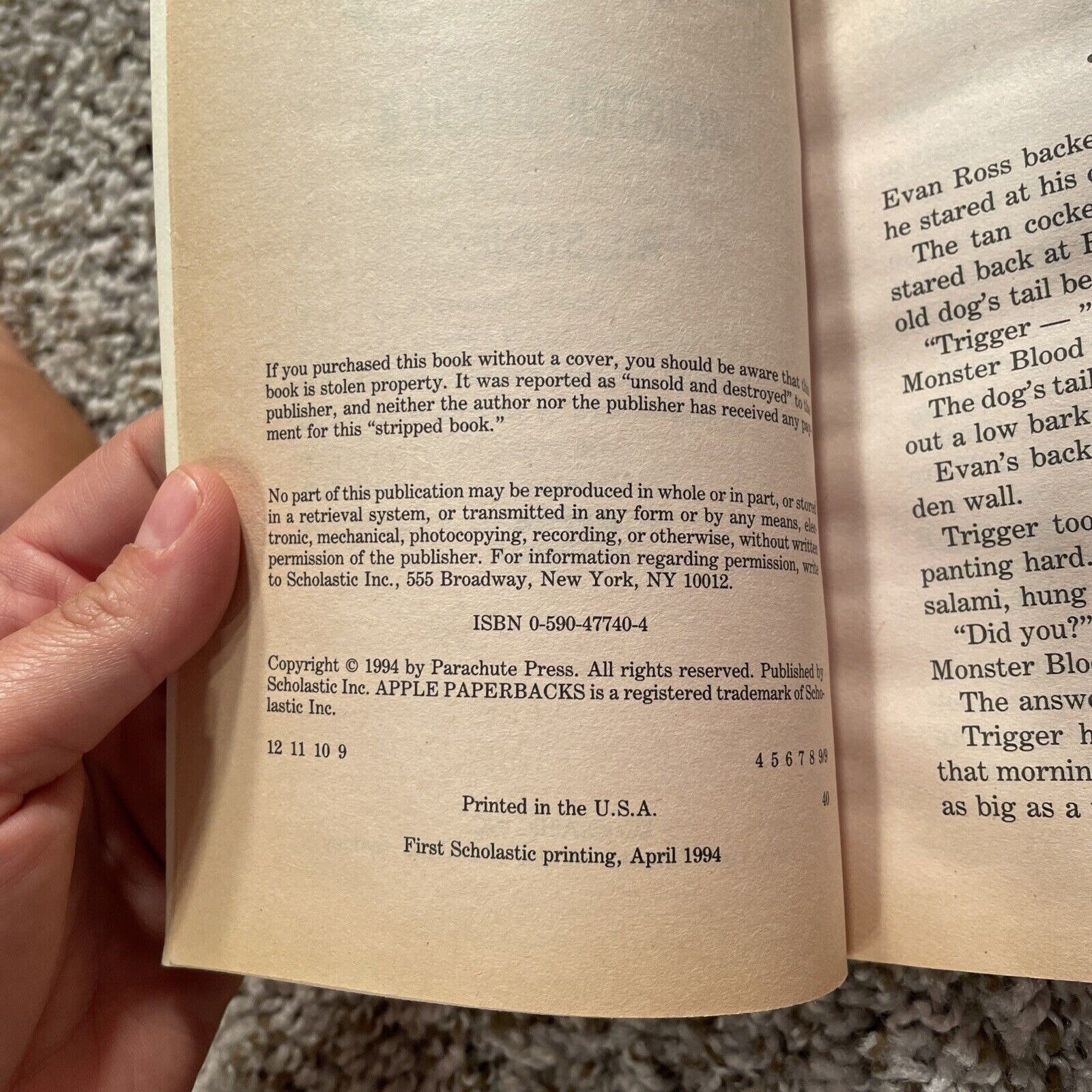 Goosebumps 18 Monster Blood 2 R. L. Stine 1st Scholastic Printing 1994 ...