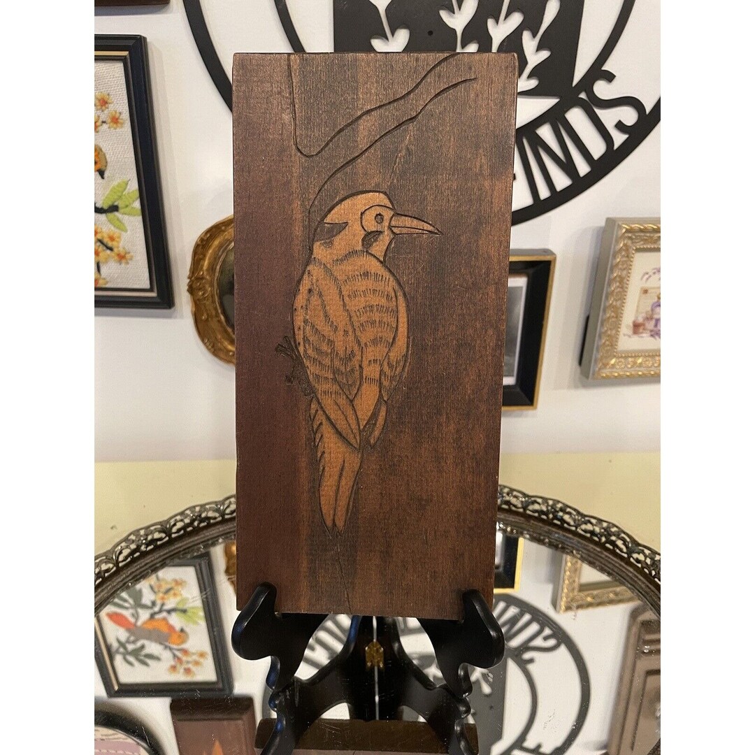 Vtg Wood Panel Tree Woodpecker Folk Art Wall Decor Birds OAK - Etsy