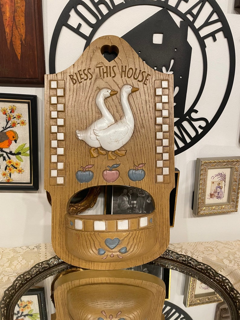 Vintage Home Interiors Burwood Goose Ducks Blue White Pocket Retro ...