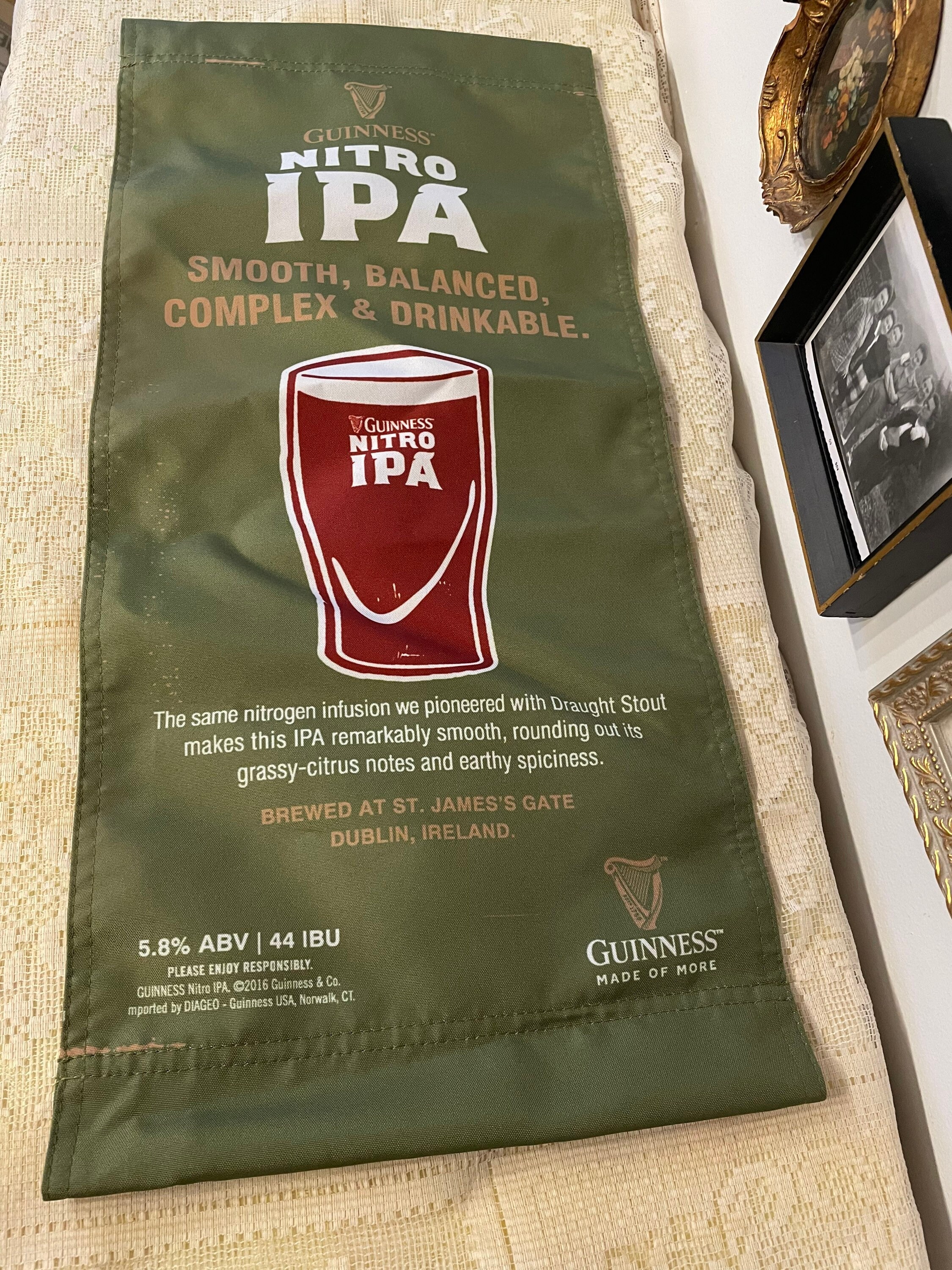 Guinness Draught Beer Flag Banner Pub Bar Advertising Guiness Nitro IPA ...