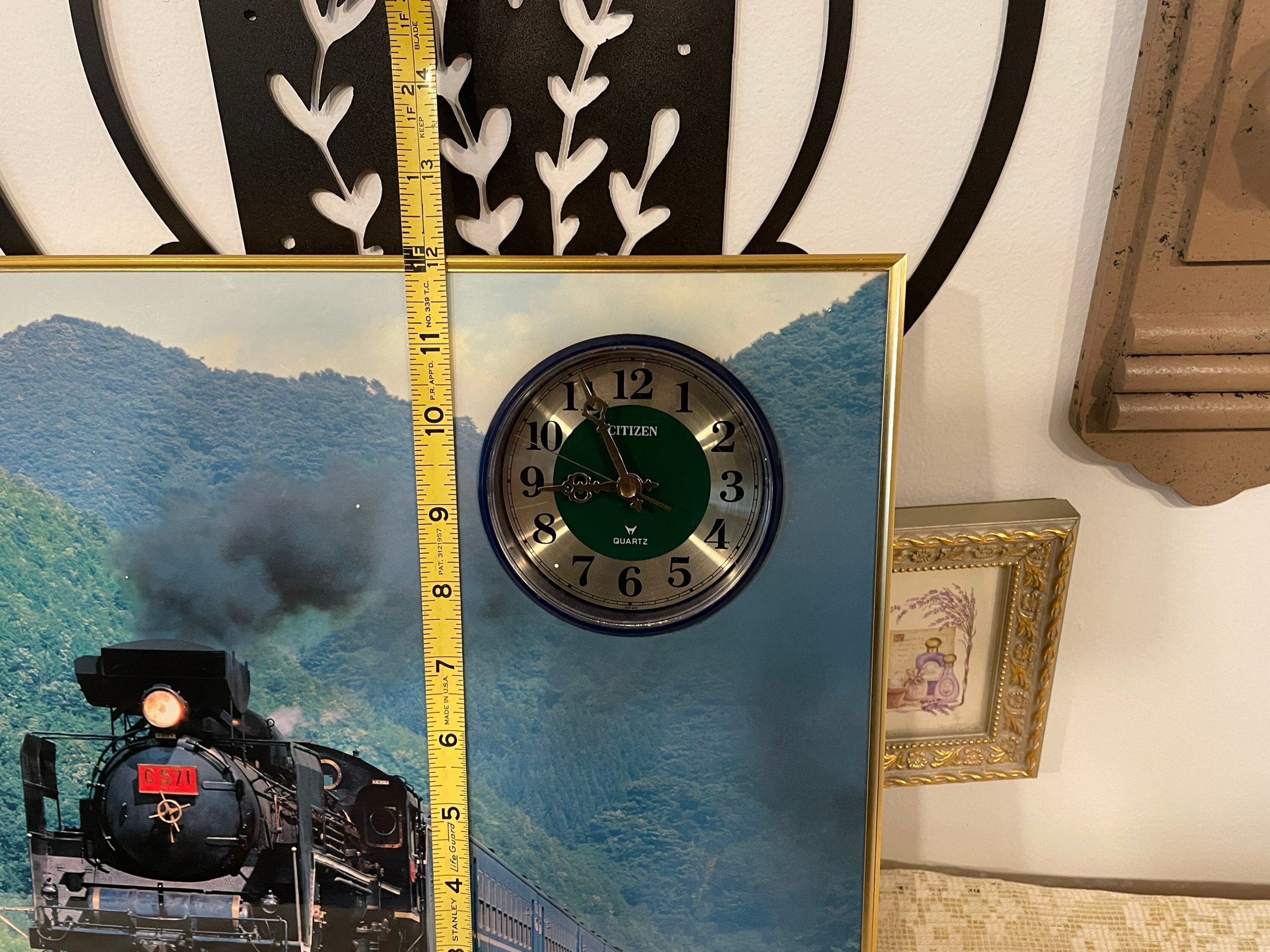 Vintage Locomotive Steam Train Citizen Clock Sign Gold Face Wall Clock ...