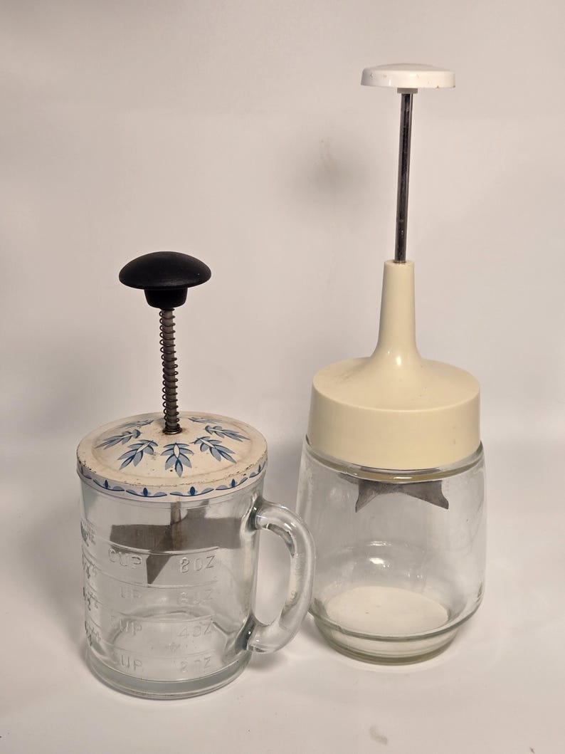 Gemco & Anchor Hocking Vintage Nut Choppers Glass Jars Stainless Steel ...