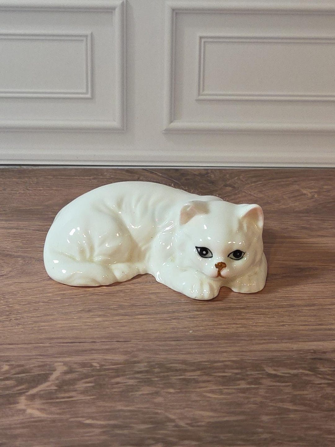 Bone China Persian Cat Figurine, White Porcelain With Blue Eyes - Etsy
