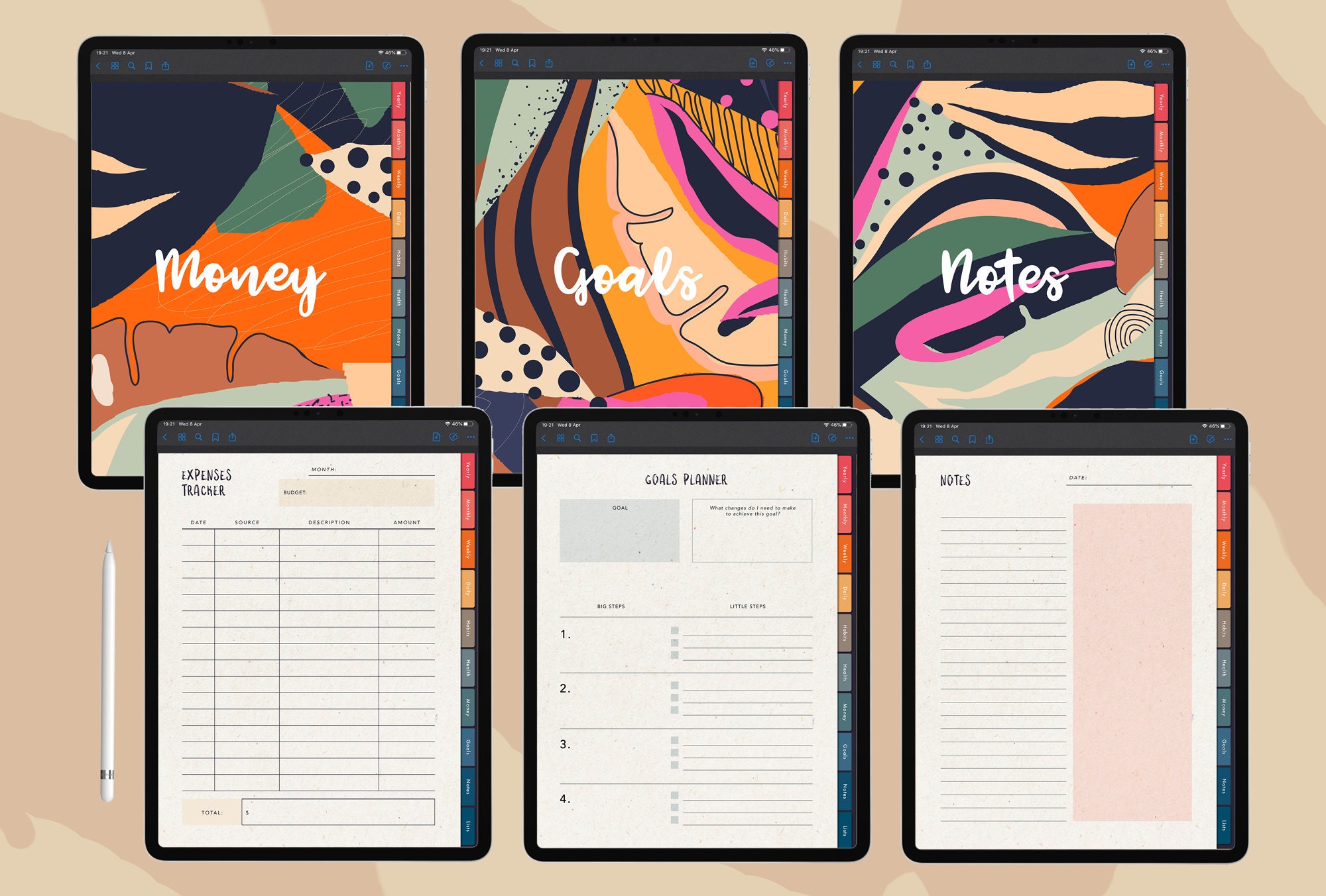 UNDATED DIGITAL PLANNER 10 Sections Multi Layout/color Page - Etsy
