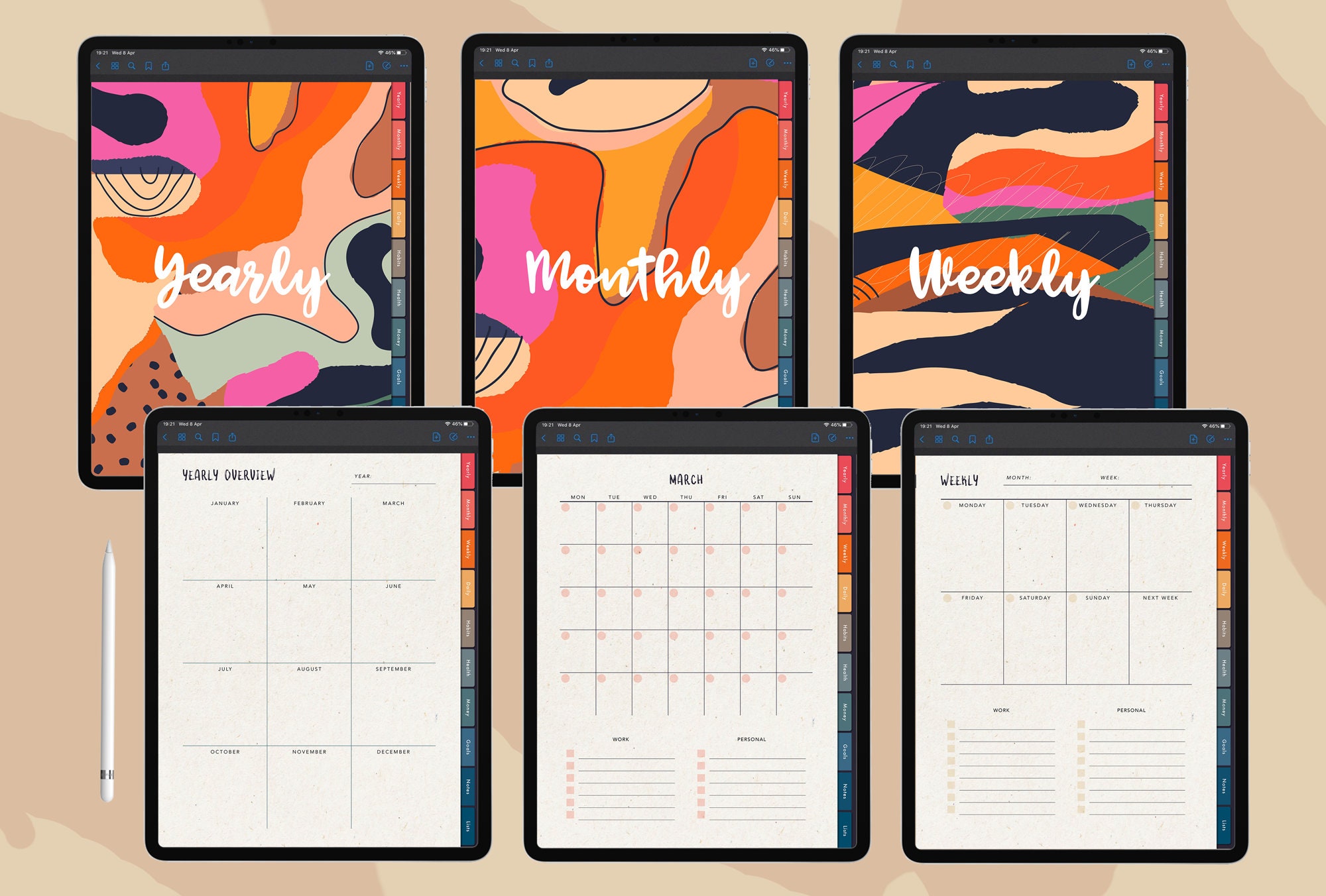UNDATED DIGITAL PLANNER 10 Sections Multi Layout/color Page - Etsy