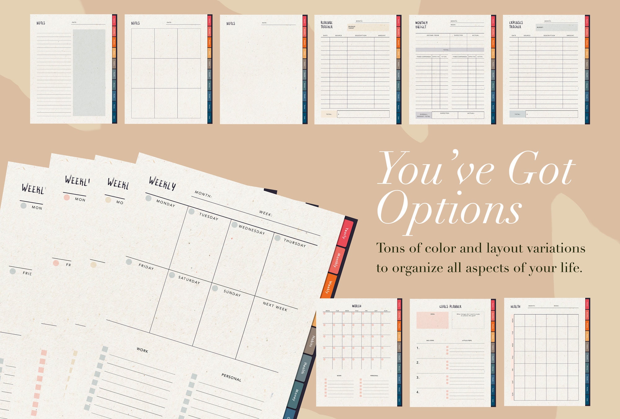 UNDATED DIGITAL PLANNER 10 Sections Multi Layout/color Page - Etsy