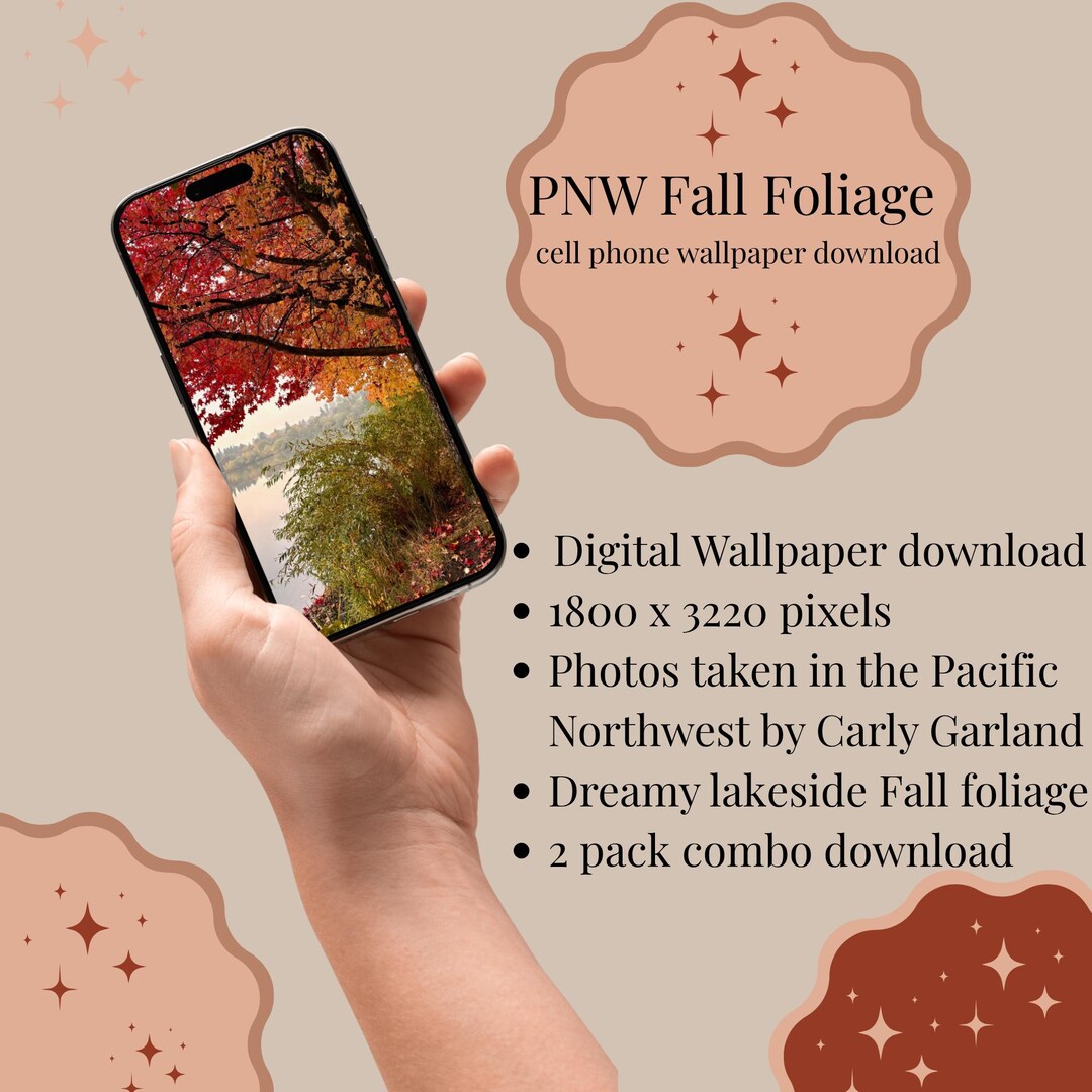 PNW Fall Foliage Wallpaper Phone 2 Pack Digital Download - Etsy