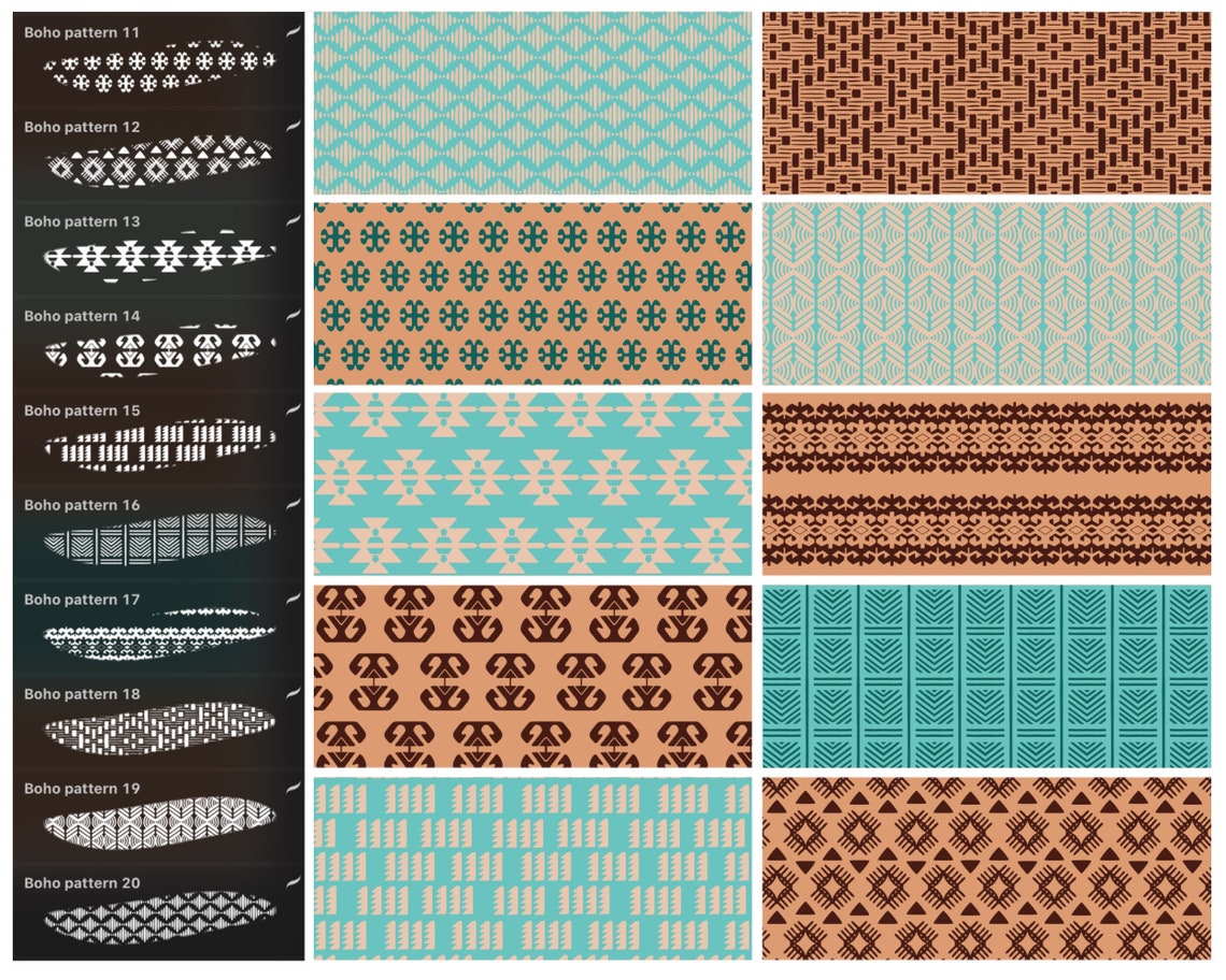 Boho Brushes, Texture Stamp Procreate, Boho Procreate, Bohemian ...