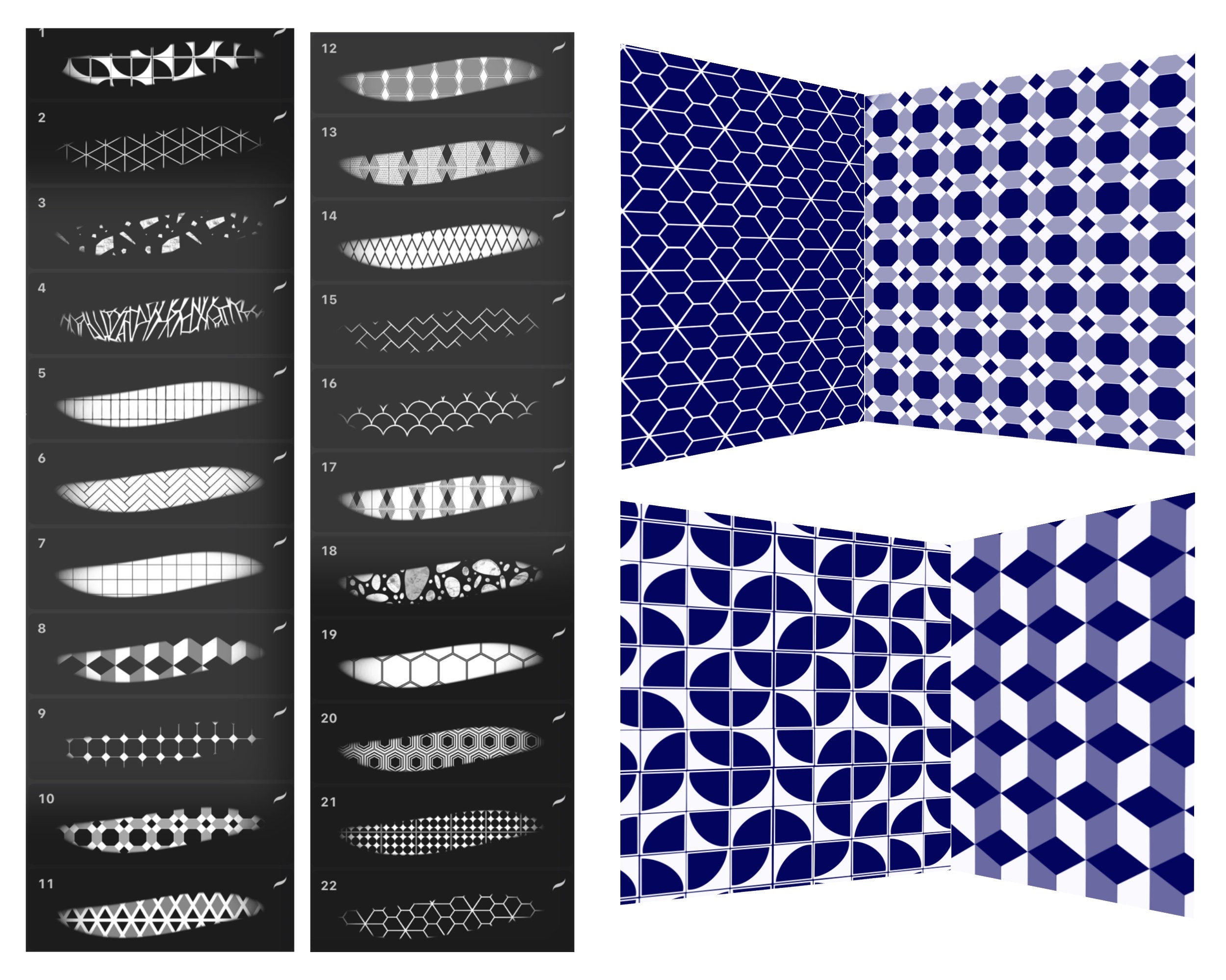 Tile Brushes Procreate, Interior Pattern Brushes, Tile Texture ...