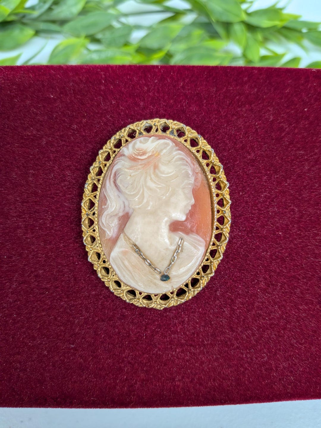 Victorian Style Cameo Brooch, Girl With Ponytail - Etsy
