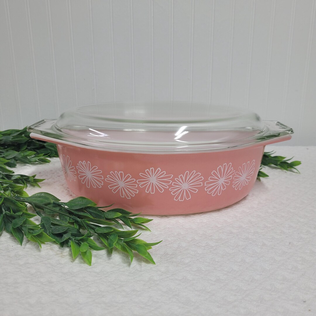 Pink Daisy Vintage Oval Pyrex Casserole Dish With Lid, 045 - Etsy