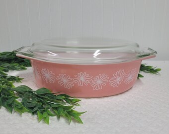 Pink Daisy Vintage Pyrex Oval Covered Casserole Dish With Lid 043 ...