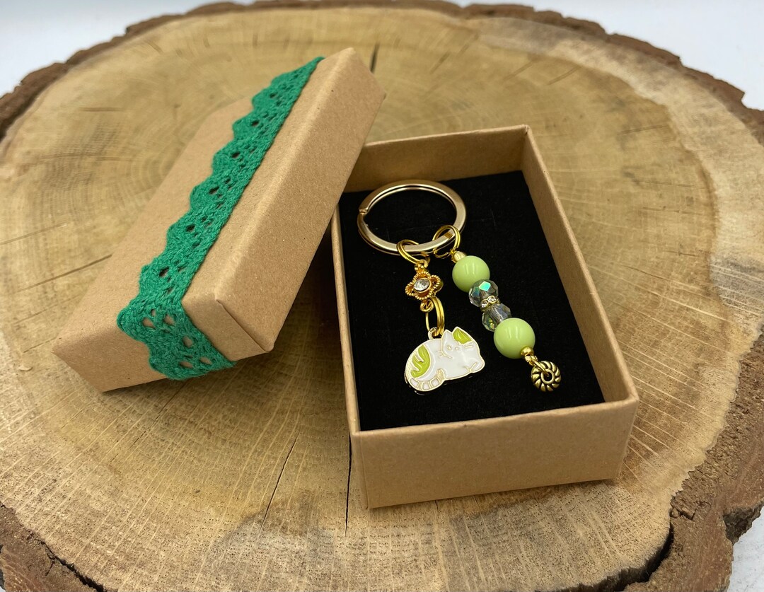 Green Cat Keychain - Etsy