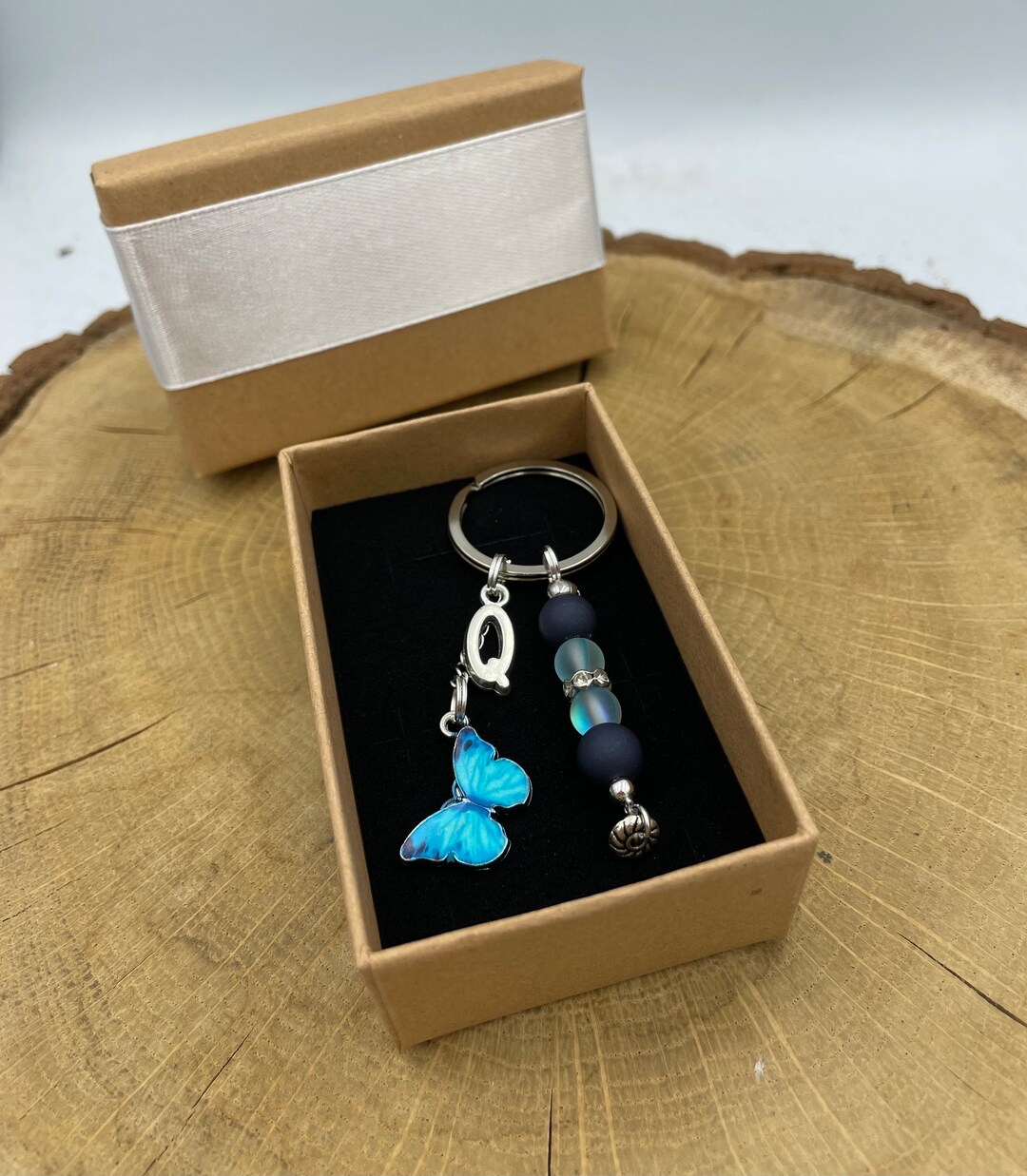 Personal Blue Butterfly Keychain - Etsy