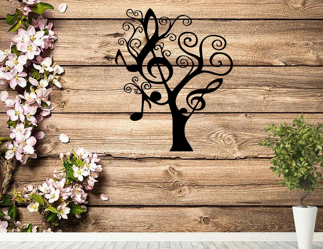 Music Note Tree Metal Sign - Etsy