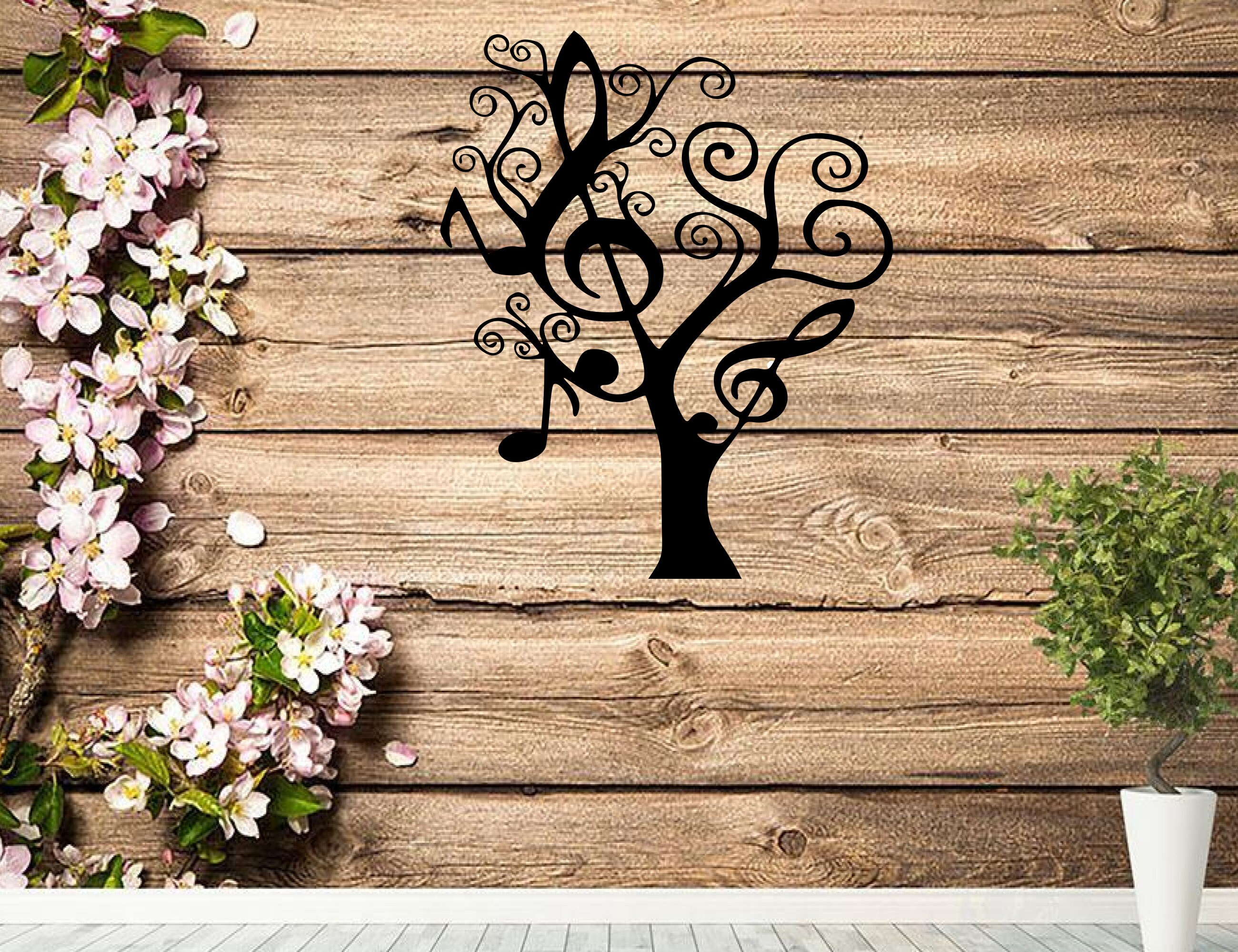Music Note Tree Metal Sign - Etsy