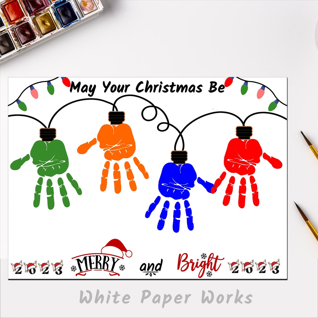 Christmas Lights Handprint Art Craft, Christmas Handprint Craft, DIY ...