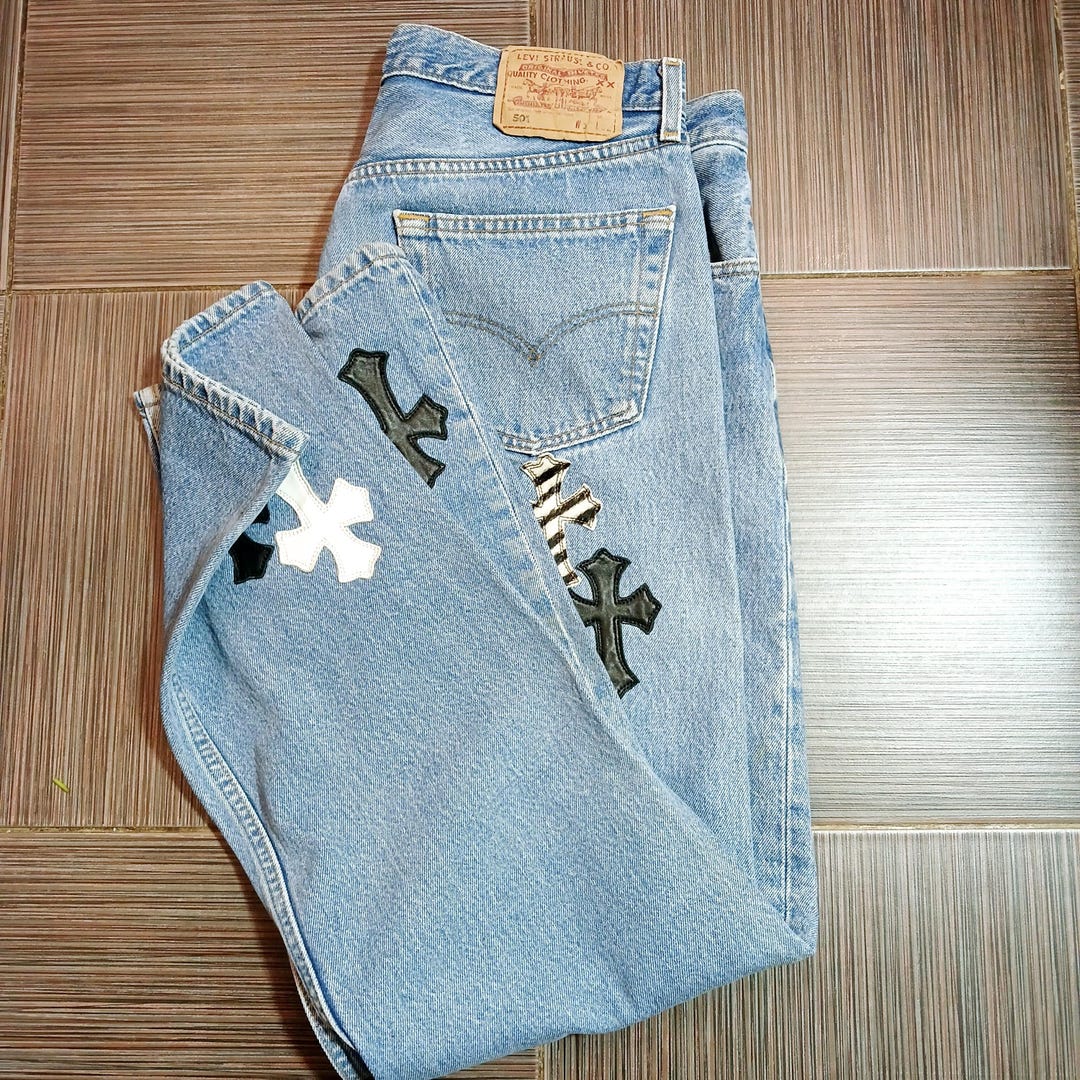 Exclusive Vtg Levis 501 Original Blue Jeans With Custom Handmade ...