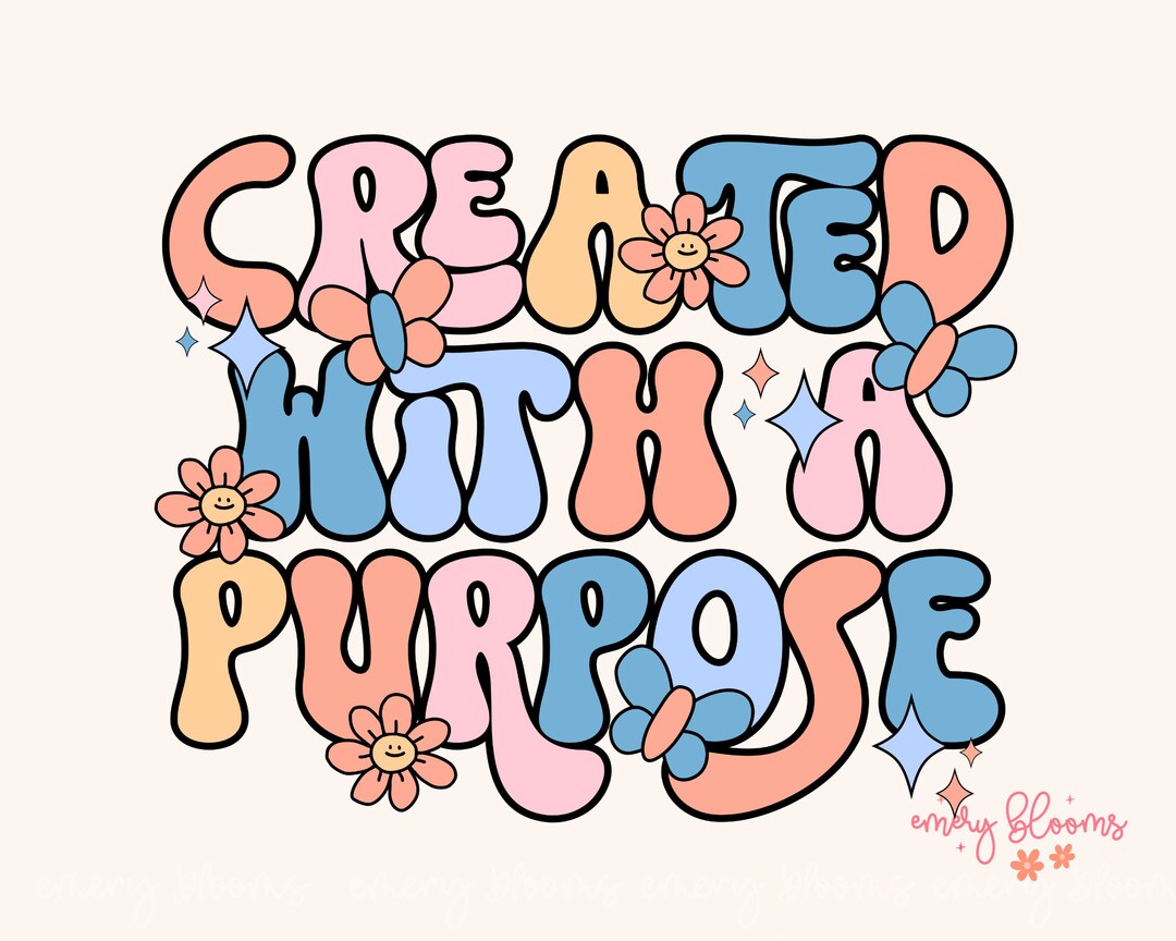 Retro Christian PNG, Sublimation Download, Created With A Purpose ...