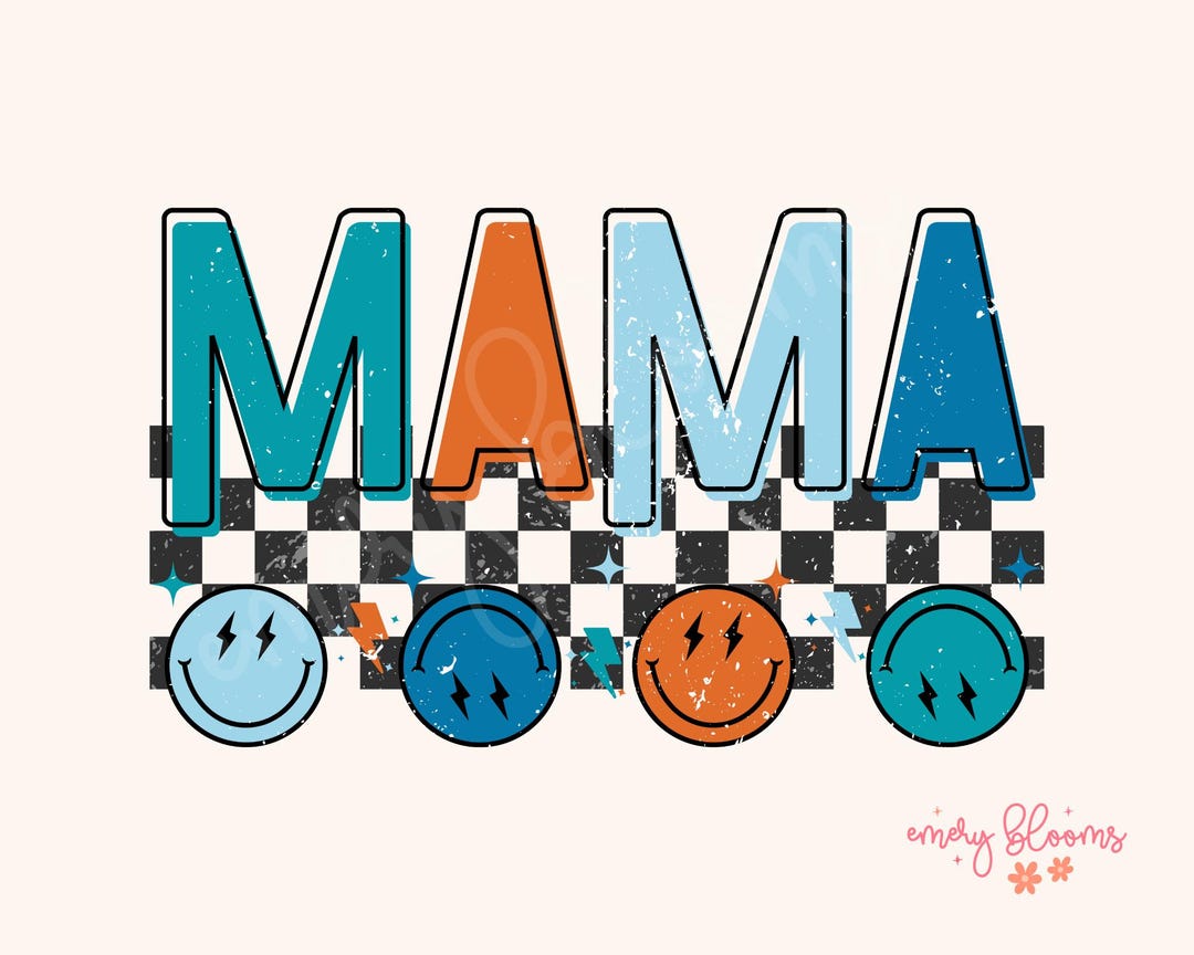 Boy Mama PNG Retro Blue & Orange Mom Shirt Graphic Design Matching ...