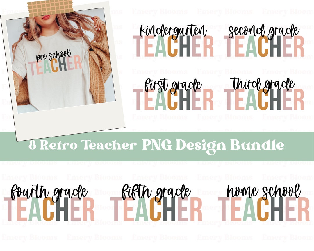 Boho Teacher PNG Bundle of 8, First Second Third Fourth Fifth Grade ...