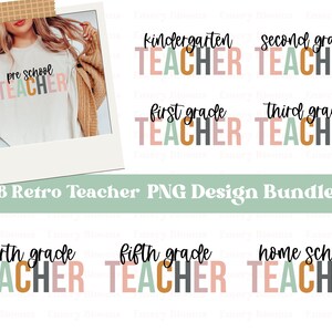 Boho Teacher PNG Bundle of 8, First Second Third Fourth Fifth Grade ...
