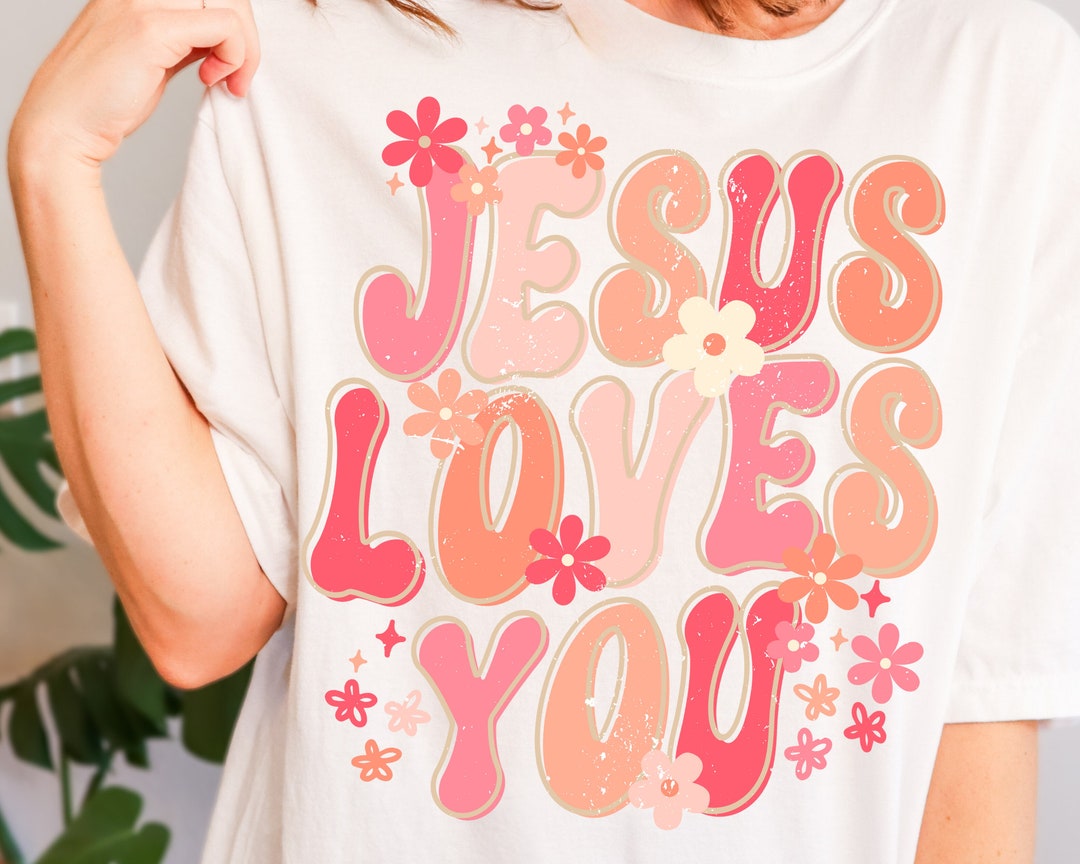 Retro Pink Jesus Loves You PNG Aesthetic Christian - Etsy Canada