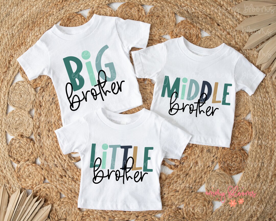 Retro Blue Matching Sibling Little Middle Big Brother PNG Bundle, T Shirt Design, New Baby ...